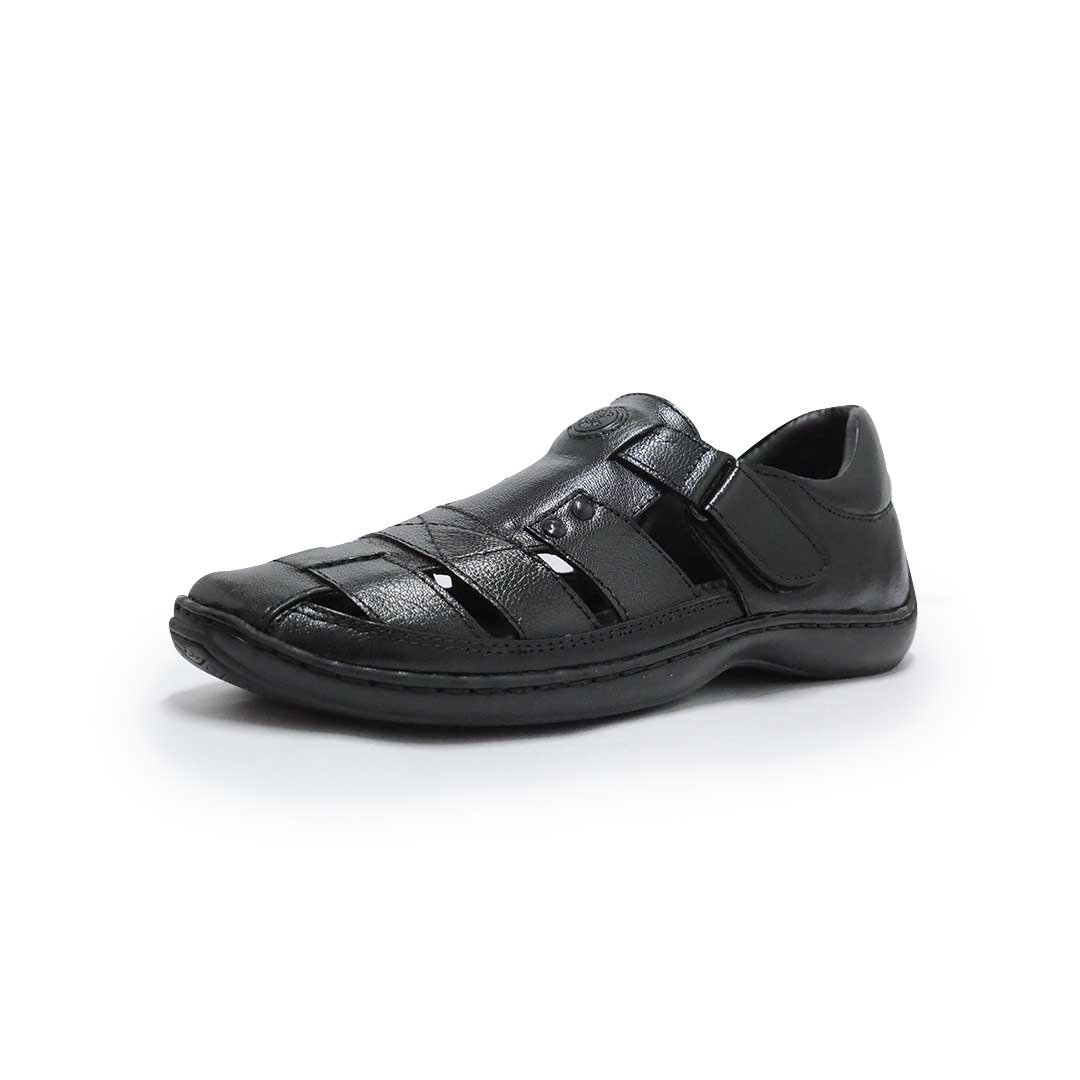 Men's Genuine Leather Sandals - Formal Black and Cherry Sandals – DOC&MARK®